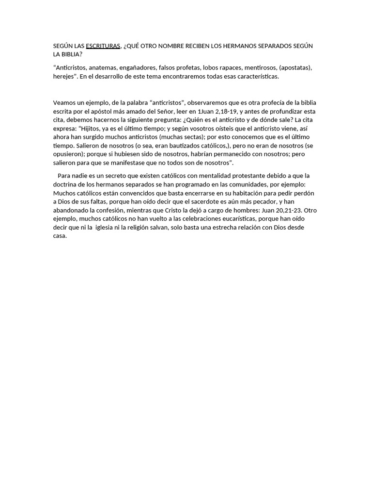 Nombres de los Hermanos Separados en la Biblia | PDF