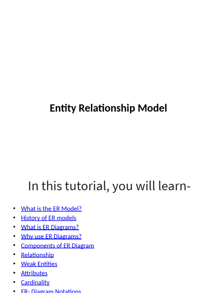 ER Model and Diagram Tutorial | PDF | Conceptual Model | Software Design