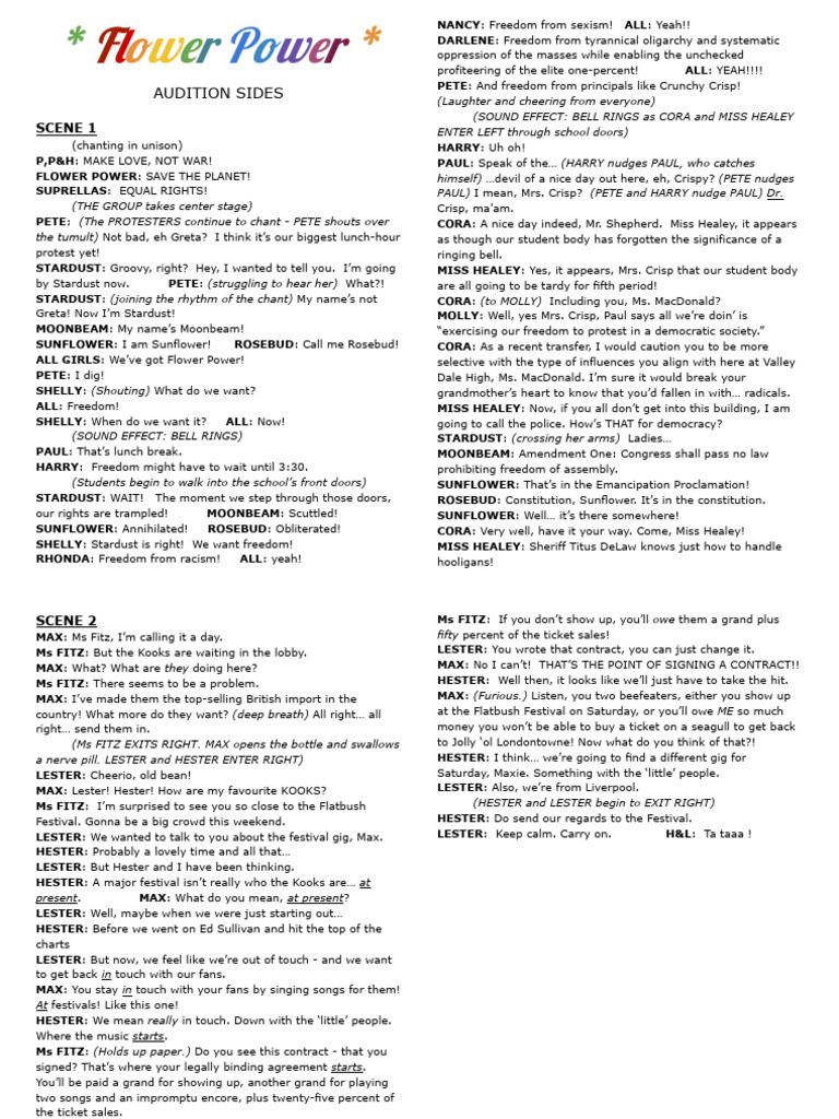 Flower Power Audition Sides | PDF