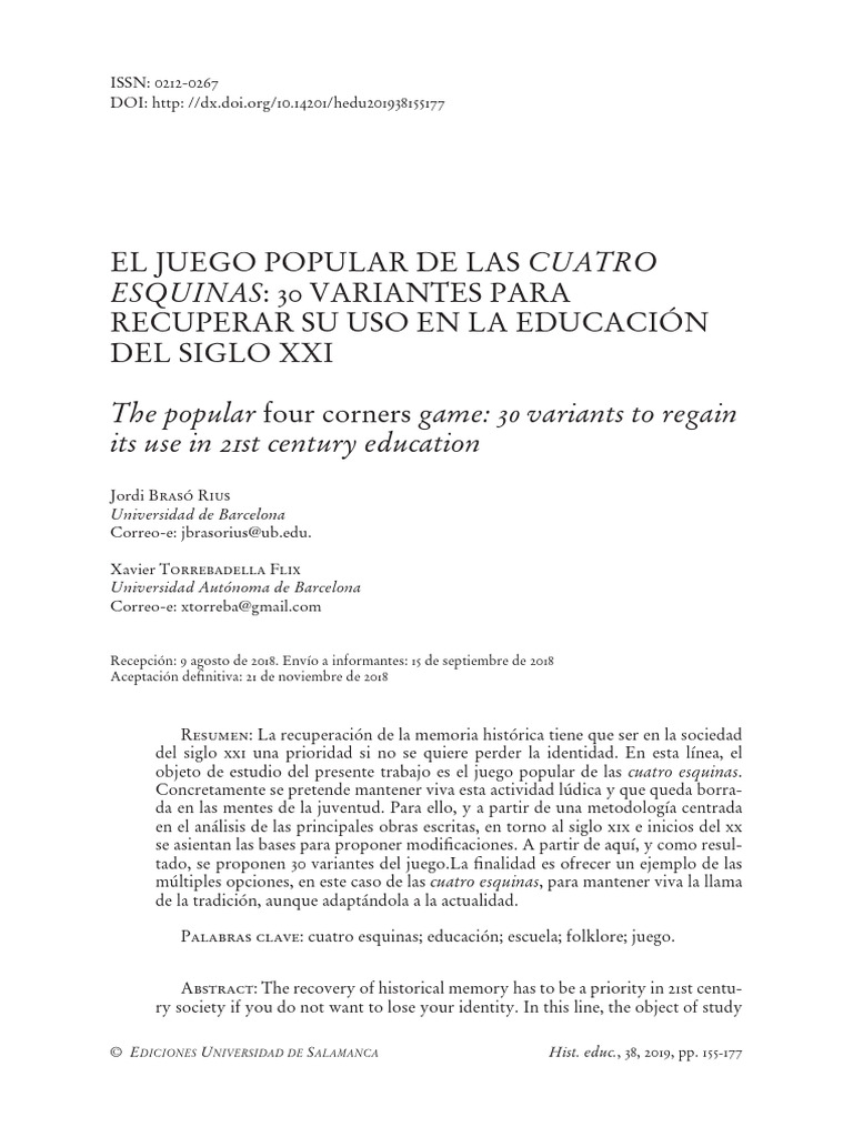 Variantes del juego Cuatro Esquinas | PDF