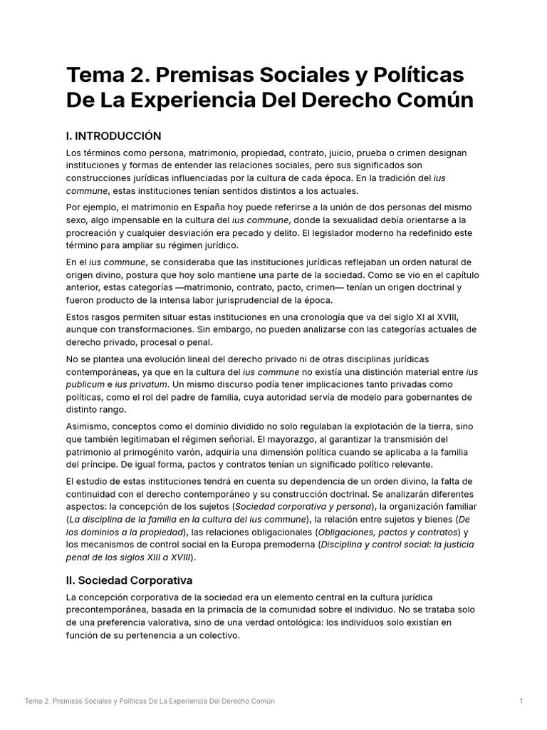 Premisas Sociales del Derecho Común | PDF | Santo Imperio Romano ...