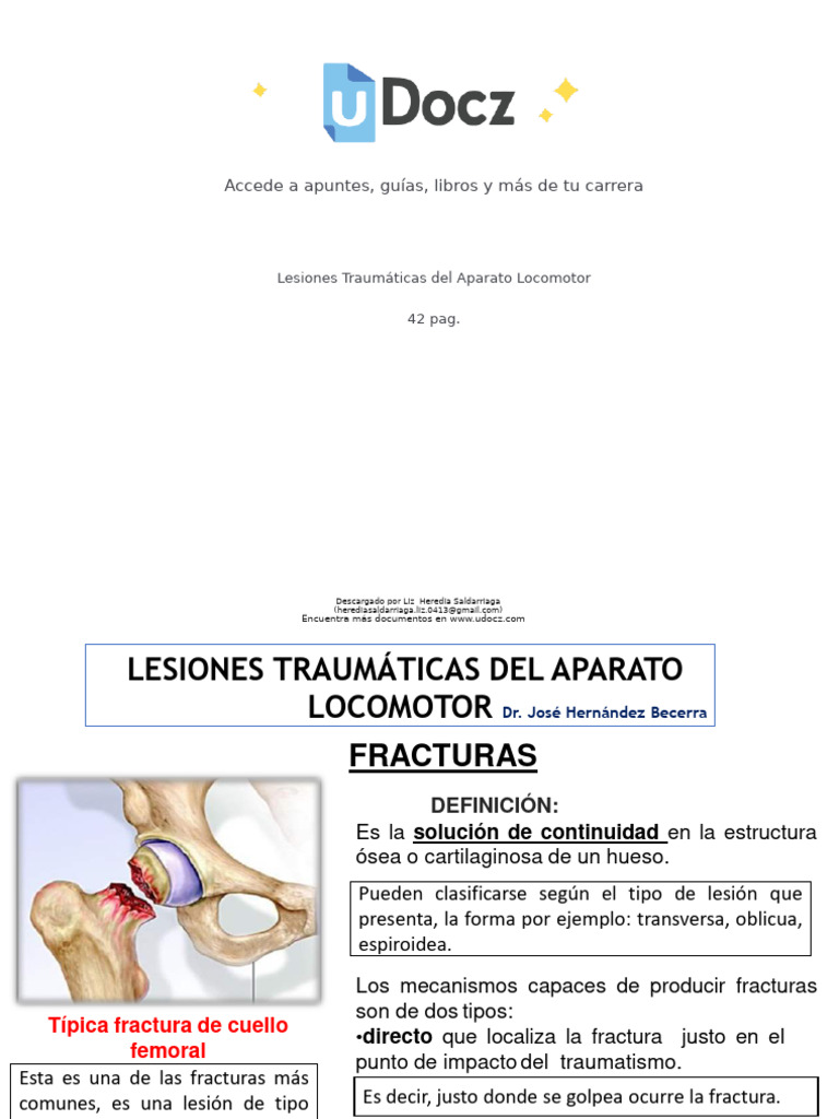 Lesiones Traumáticas del Aparato Locomotor | PDF | Hueso | Tejido ...