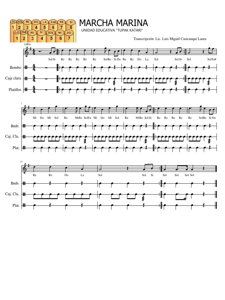 MARCHA - MARINA Con Percusion | PDF | Notación musical | Composiciones ...