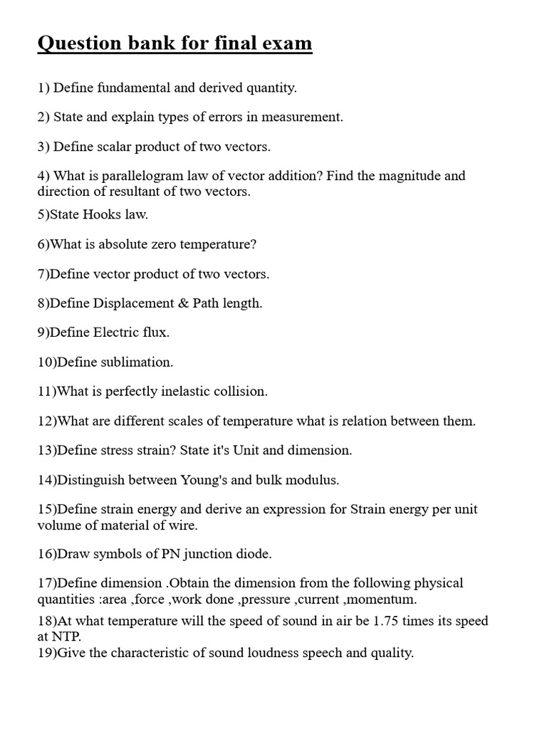 Class 11 Physics Question Bank | PDF | Force | Euclidean Vector