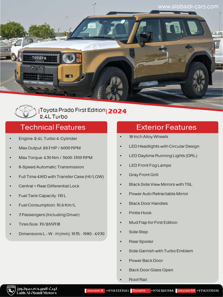 2024 Toyota Prado First Edition Specs | PDF | Vehicles | Cars Of Japan