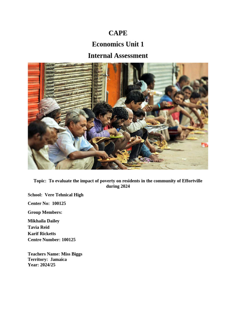 CAPE Unit 1 Econ (Autosaved) | PDF | Cost Of Living | Poverty