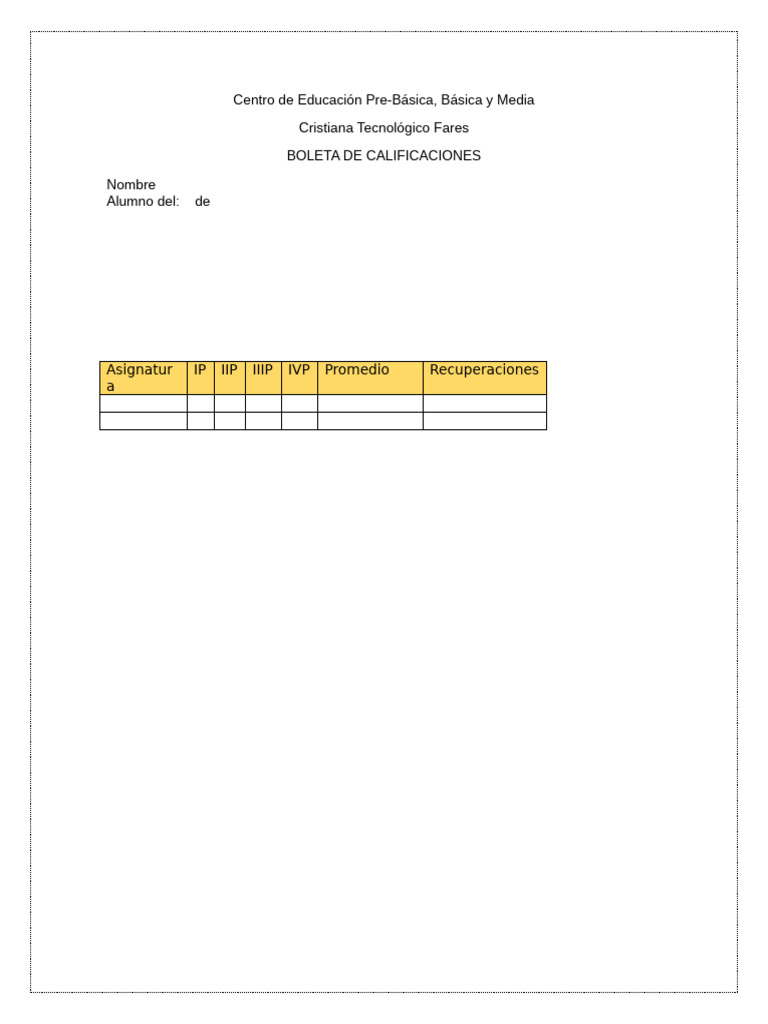 Cuadro de Notas | PDF