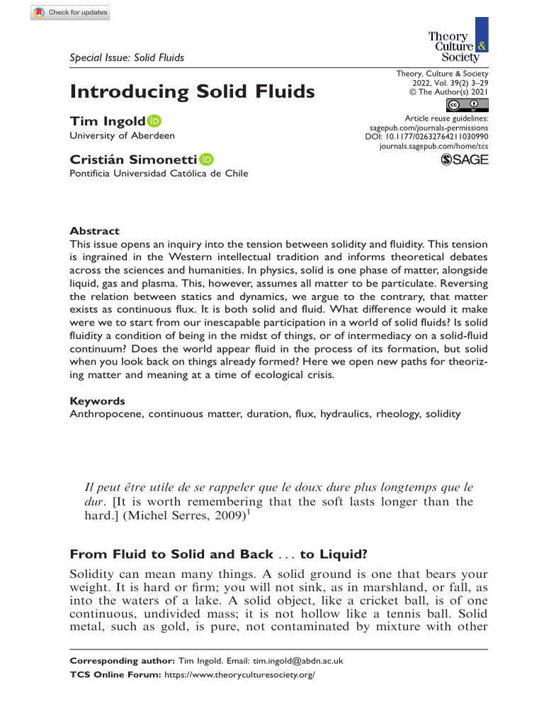 Ingold Simonetti 2021 Introducing Solid Fluids | PDF | Rheology | Liquids
