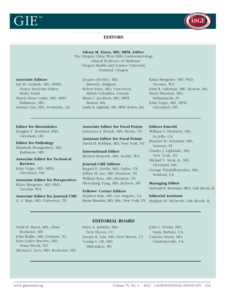 Gastrointestinal Endoscopy Editorial Board | PDF | Honorifics | Medicine