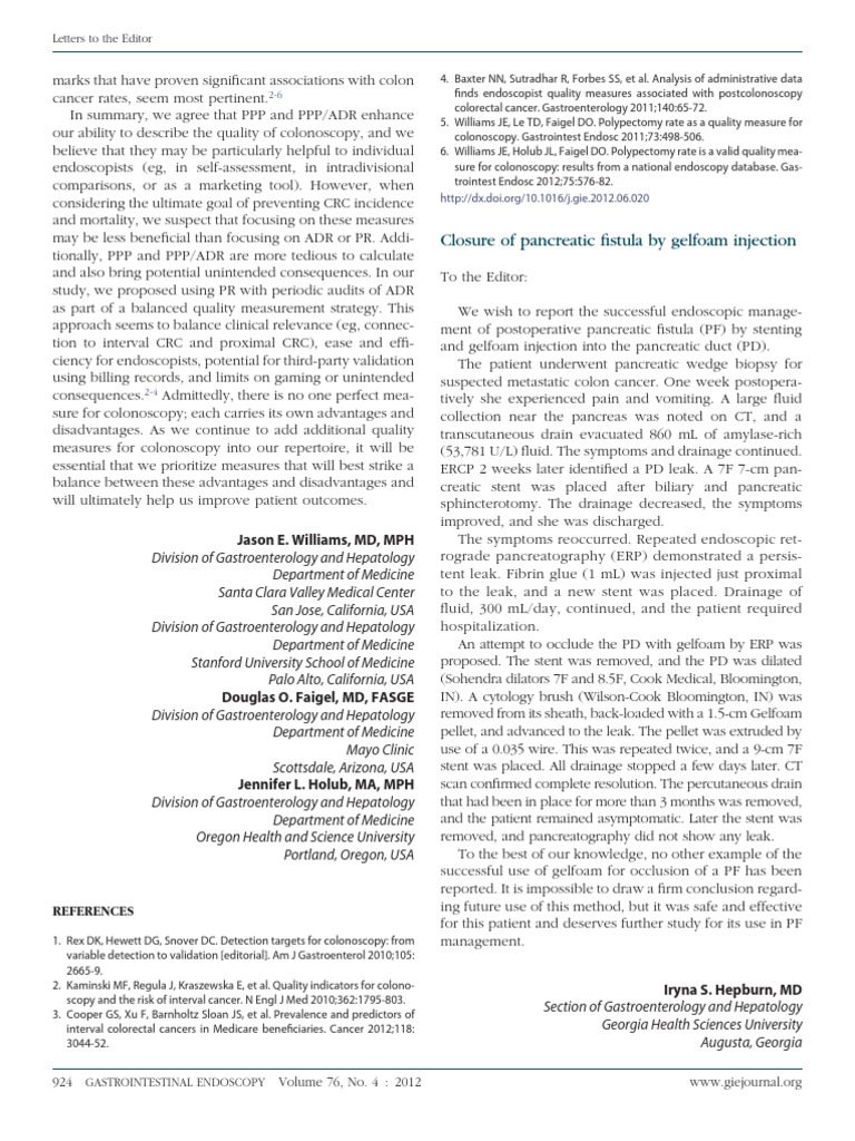 Closure of Pancreatic Fistula by Gelfoam Injection | PDF | Bleeding ...