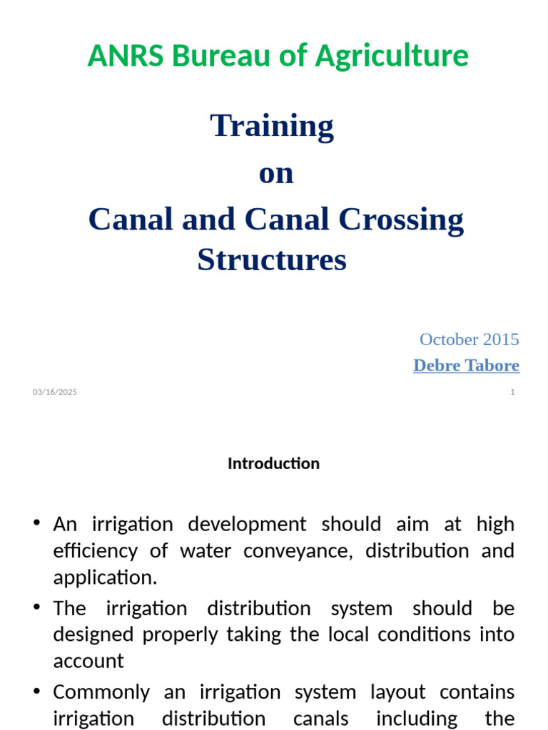Canal Design and Crossing Structures | PDF | Chemical Engineering ...