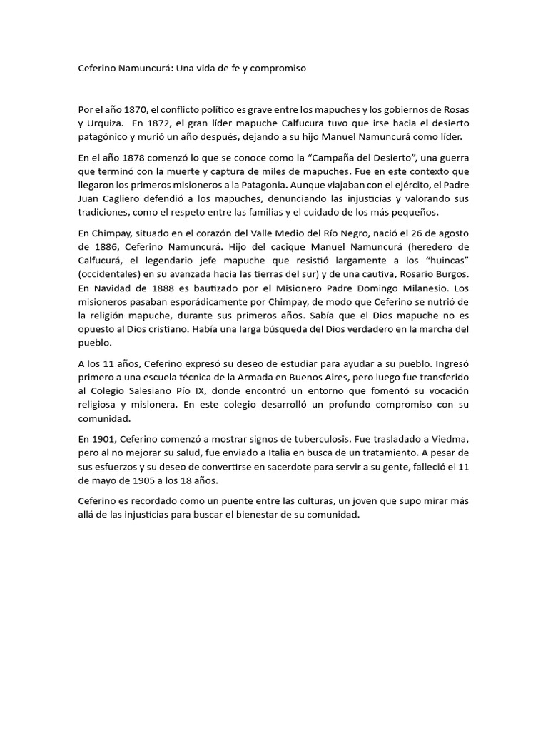 Ceferino Namuncurá | PDF