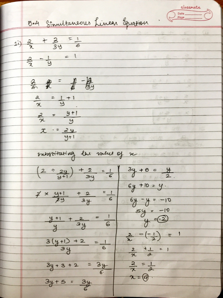 5.4 Simultaneous Linear Equations | PDF