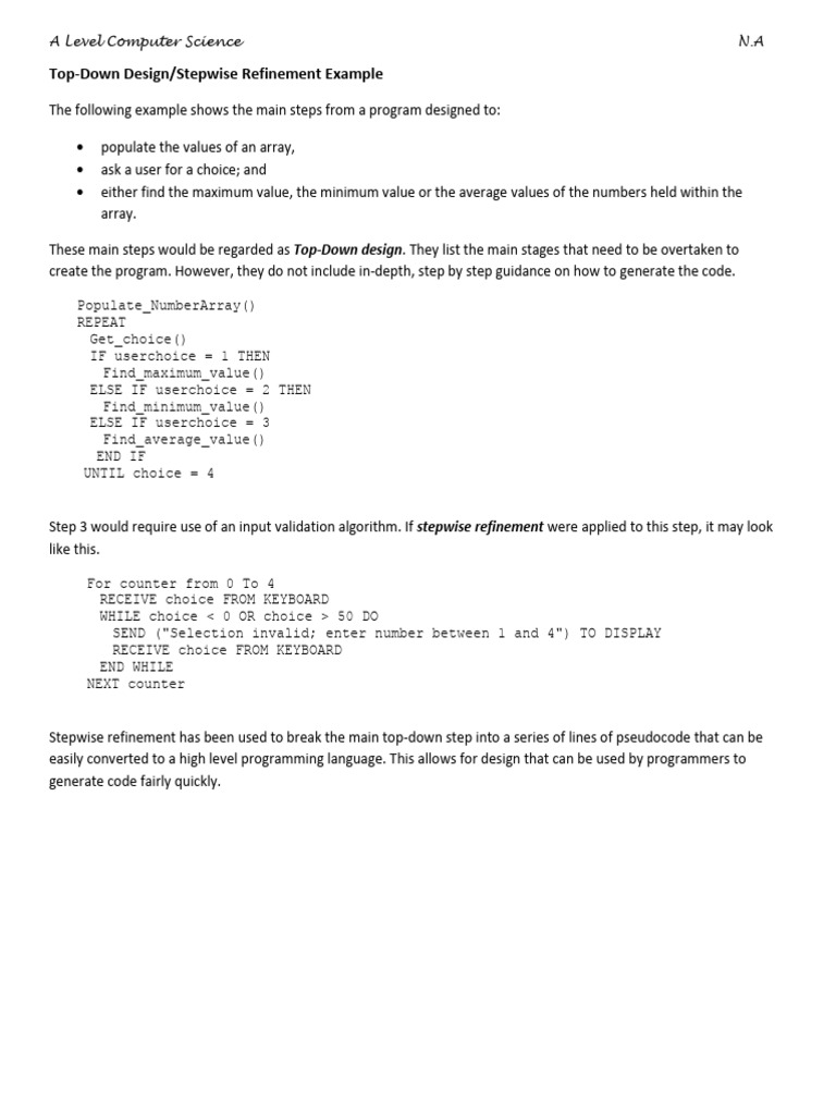 9.2 Stepwise Refinement | PDF | Computer Program | Programming