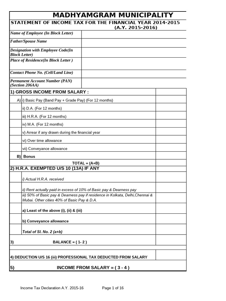 Format Income Tax Comput Ay, 24-25 | PDF | Capital Gains Tax | Tax ...