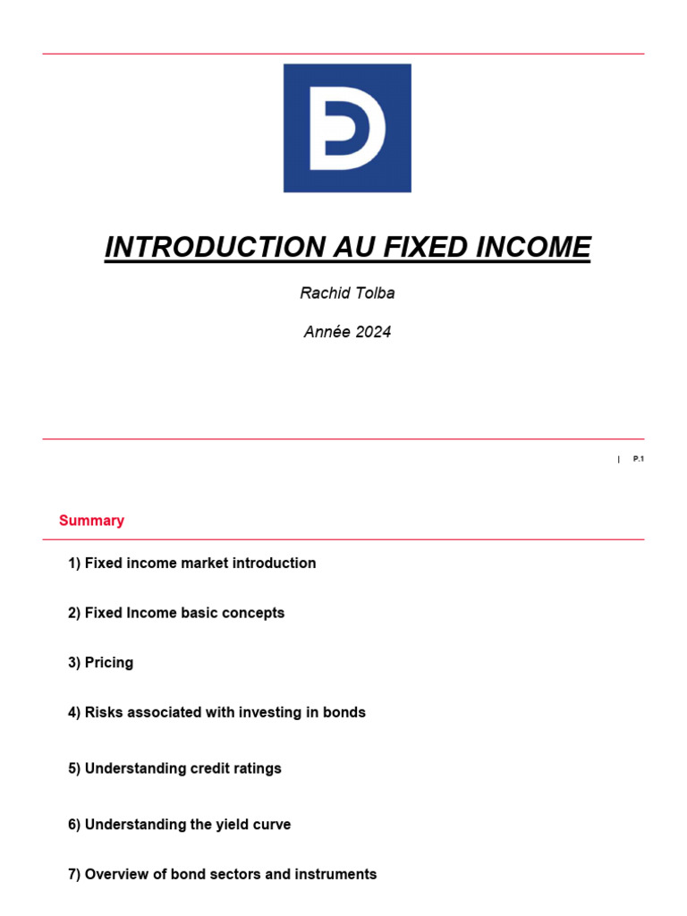 Introduction to Fixed Income Markets | PDF | Bonds (Finance) | Yield ...