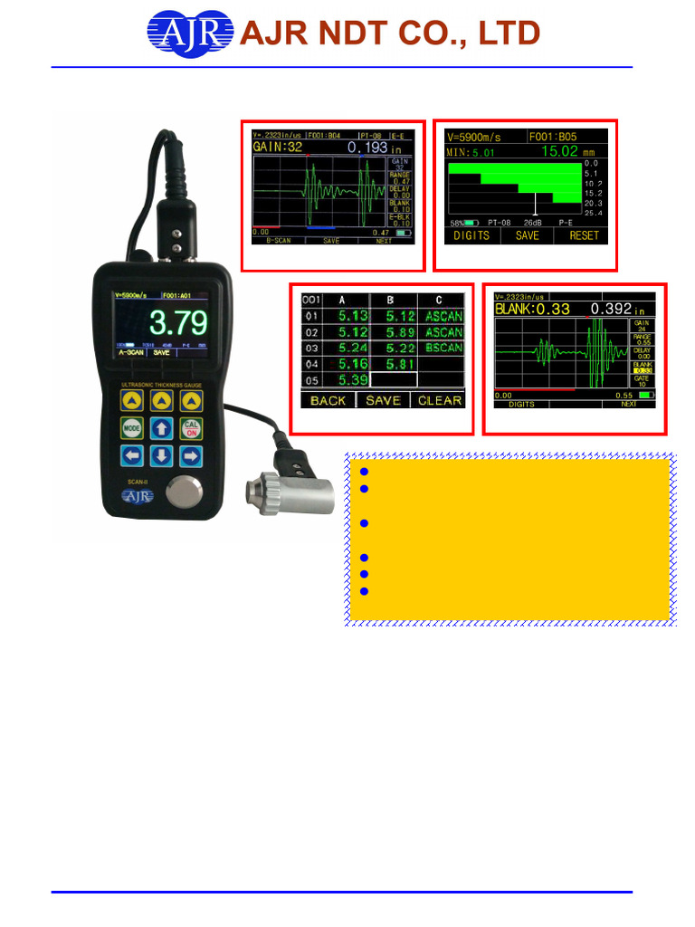 AJR Scan-II Series A B Scan Ultrasonic Thickness Gauge-2 | PDF | Image Scanner | Ultrasound