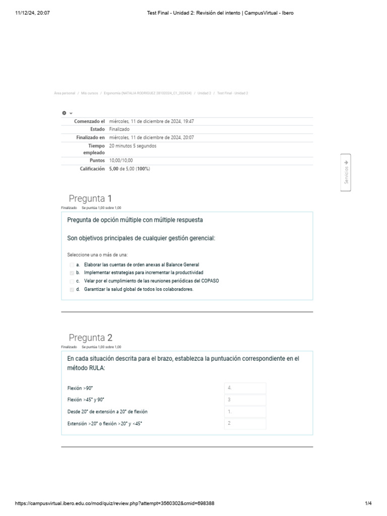 Test Final - Unidad 2 - Revisión Del Intento - CampusVirtual - Ibero | PDF