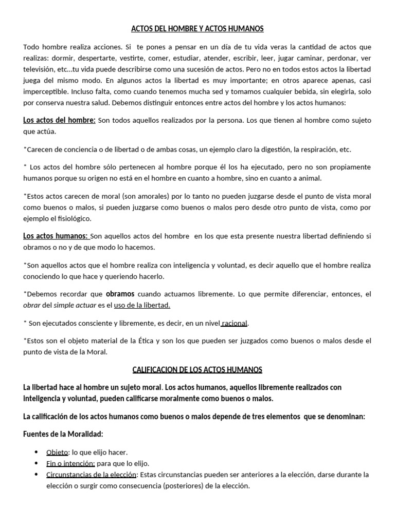 Actos Humanos y Moralidad: Definiciones Clave | PDF | Moralidad | Mal