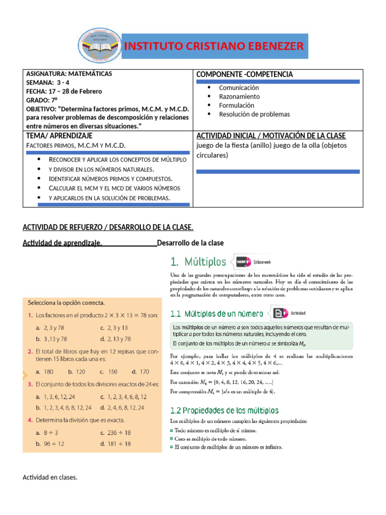 Factores Primos y M.C.M. en Matemáticas | PDF