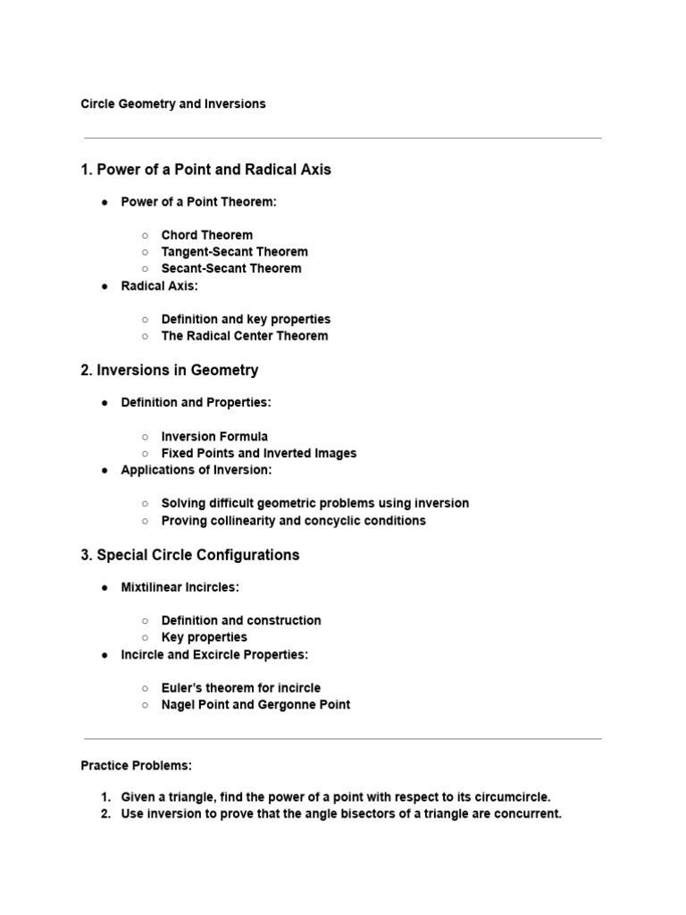 Circle Geometry and Inversions | PDF