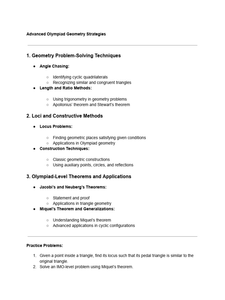Advanced Olympiad Geometry Strategies | PDF