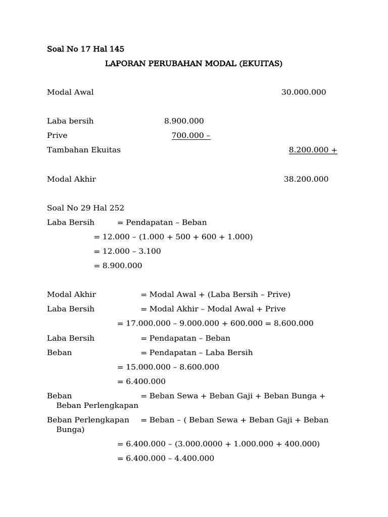 Laporan Perubahan Modal | PDF
