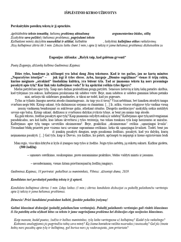 Kalbų Tekstai A, B. II Srauto 1 Seminaras | PDF