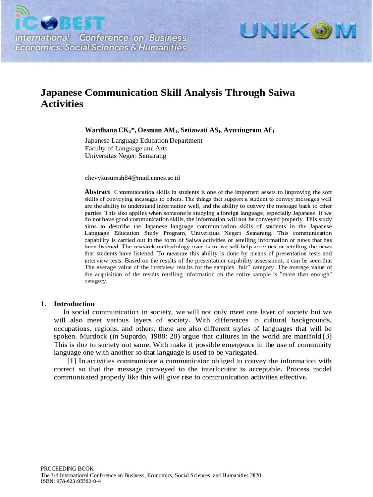 Japanese Communication Skill Analysis Through Saiwa Activities | PDF ...