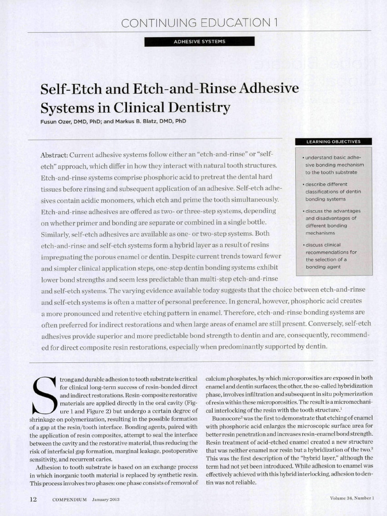 Self-Etch and Etch-And-Rinse Adhesive EDU 2 | PDF | Esmalte dentário ...