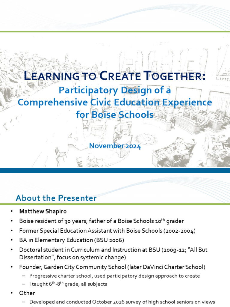 Learning To Create Together - For Boise Schools - November 2024 | PDF | Citizenship | Learning