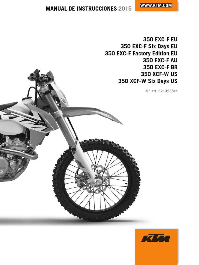 Manual KTM 350 EXC-F 2015 | PDF | Motocicleta | Tornillo