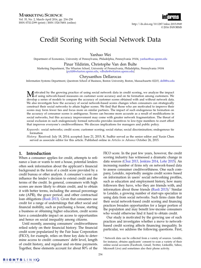 Best Paper - Credit Scoring With Social Network Data | PDF | Credit ...