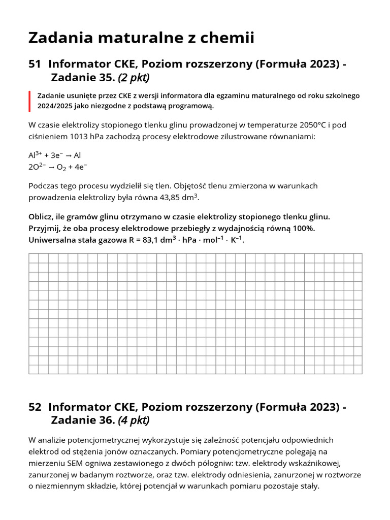 Informator Chemia 2025 Zadania 51-60 | PDF