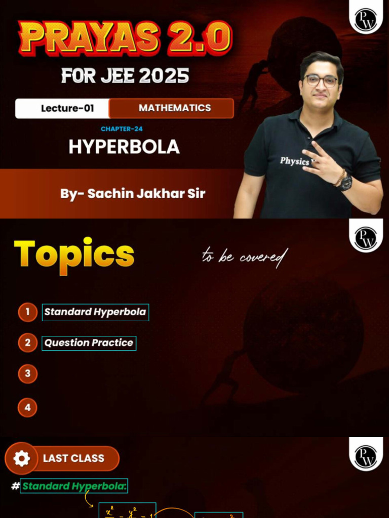 Hyperbola 01 Class Notes Prayas Jee 2 0 2025 Pdf