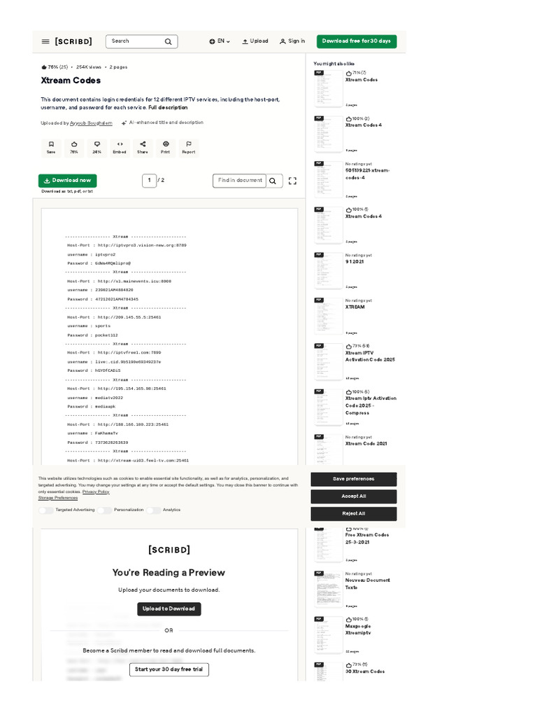 WWW Scribd Com Document 505139221 Xtream Codes 4... | PDF | Scribd | Http Cookie