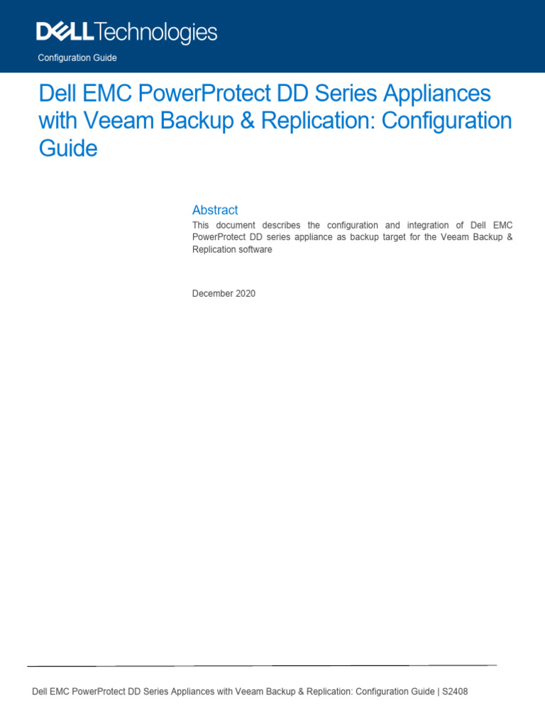 s2408 Dell Emc Powerprotect DD Series Appliances and Veeam Backup ...