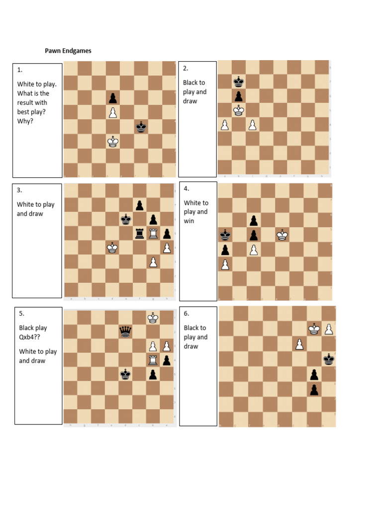 Pawn Endgame Strategies and Puzzles | PDF