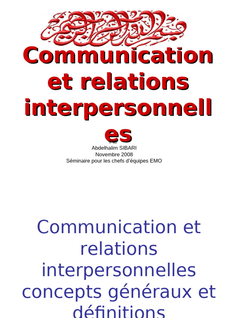 interpersonelle | PDF | la communication | la perception