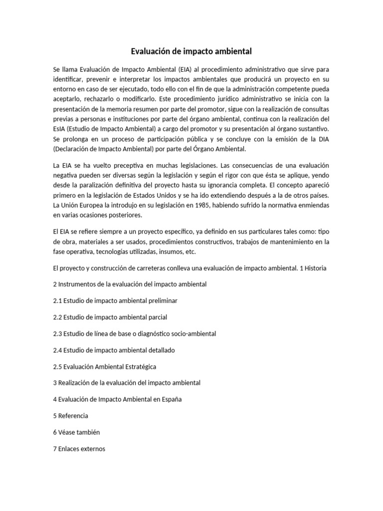 Evaluación de Impacto Ambiental 2 | PDF | Evaluación de impacto ambiental | Entorno natural