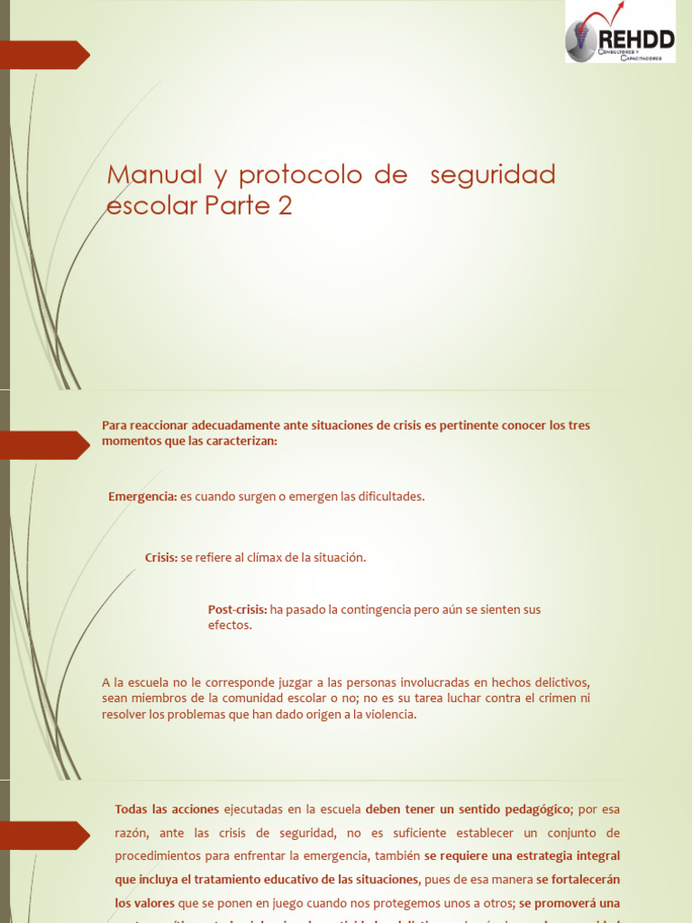 Manual y Protocolo de Seguridad Escolar Parte 2 | PDF | Valores | Las emociones