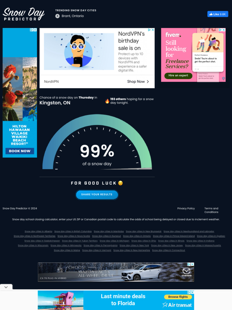 Chance of A Snow Day in Kingston, On - Snow Day Predictor | PDF | Natural Hazards ...