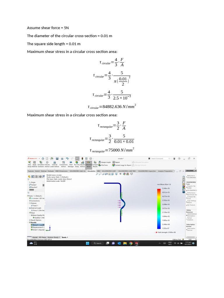 Maximum Shear Stress Calculations | PDF