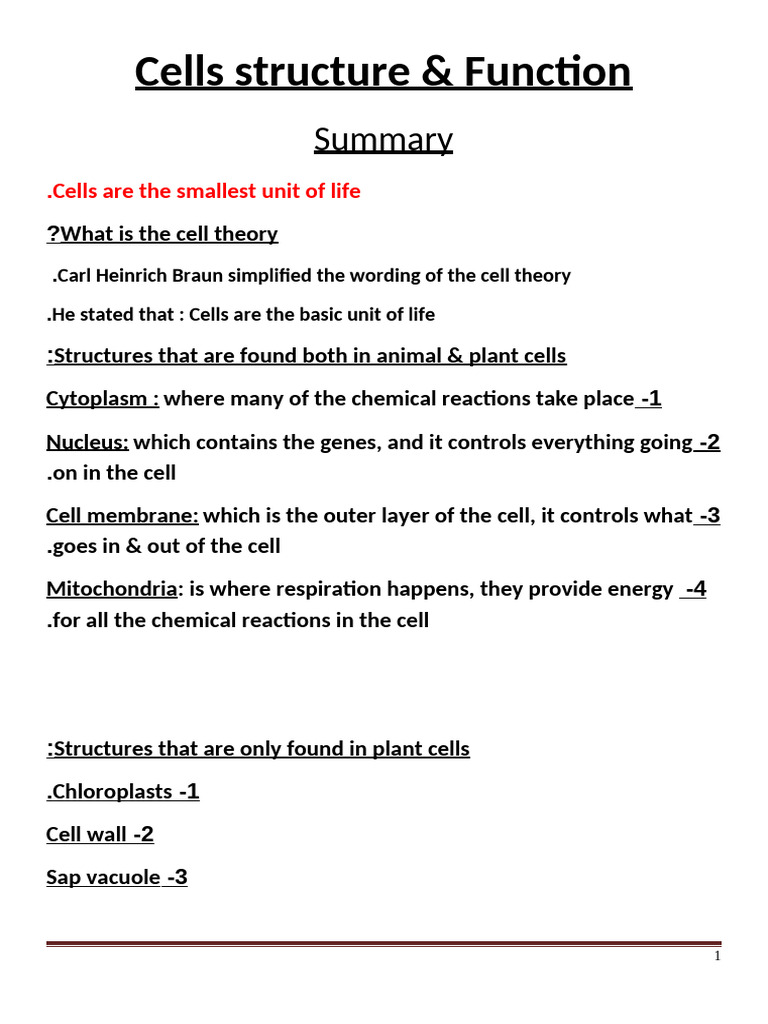 Cells summary | PDF