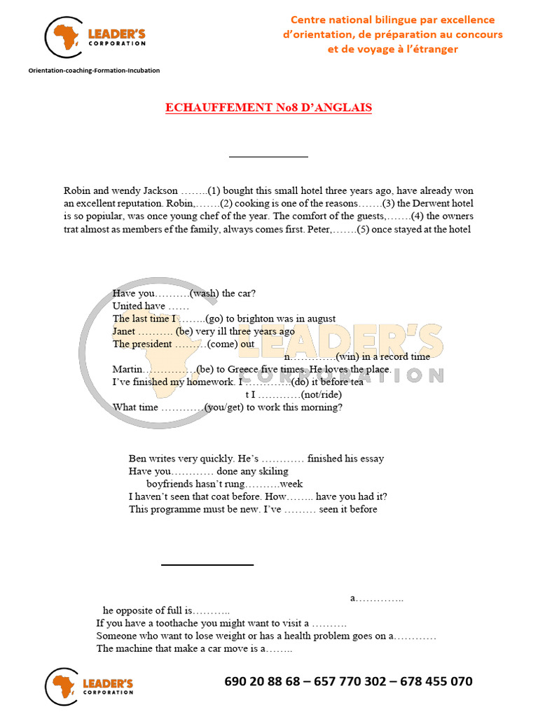 English Grammar and Vocabulary Exercises | PDF