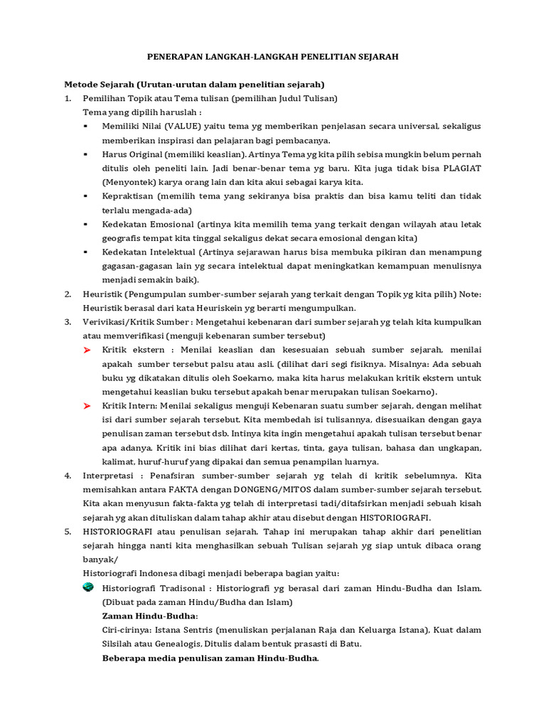 Penerapan Langkah-Langkah Penelitian Sejarah | PDF