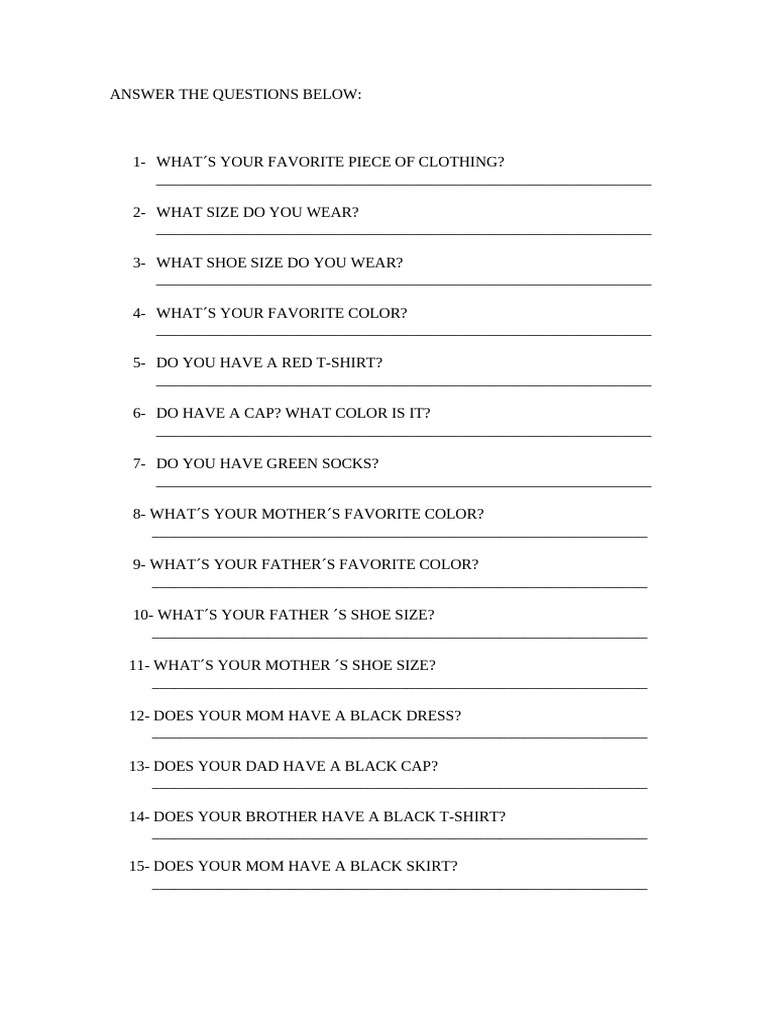 Clothing and Color Preference Survey | PDF