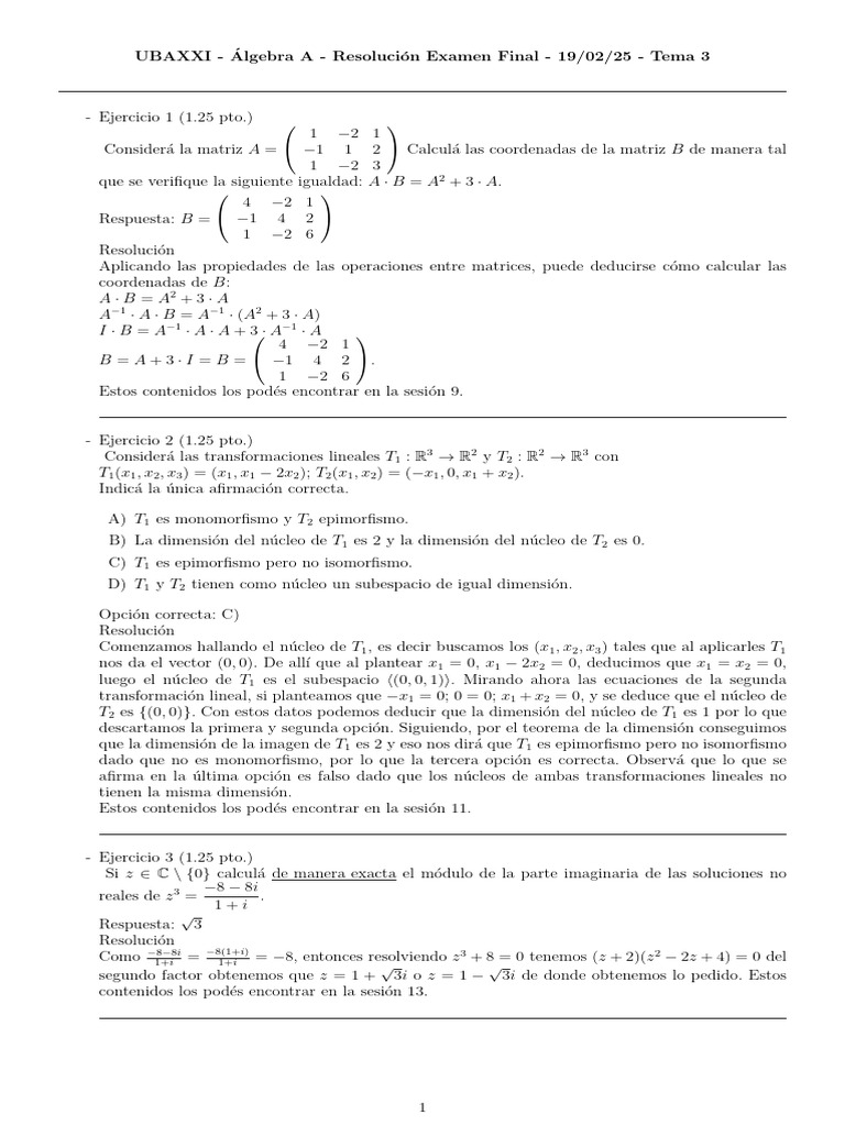 2025 FINAL Feb T3 Resuelto | PDF | Mapa lineal | Física Matemática