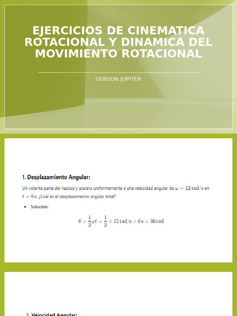 Ejercicios de Cinematica Rotacional y Dinamica Del Movimiento | PDF