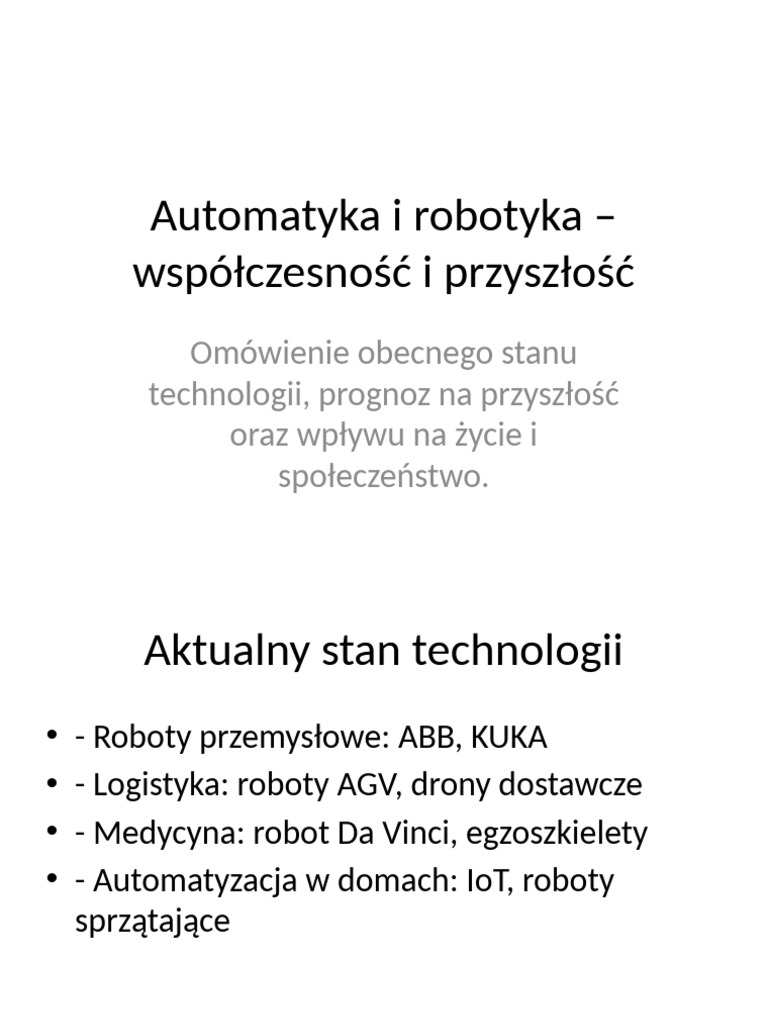 Automatyka I Robotyka Prezentacja | PDF